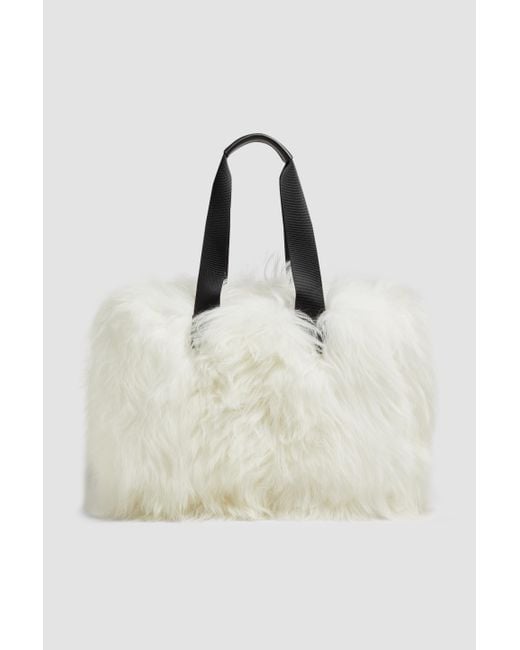 Moncler Caradoc Shearling Tote Bag in White | Lyst