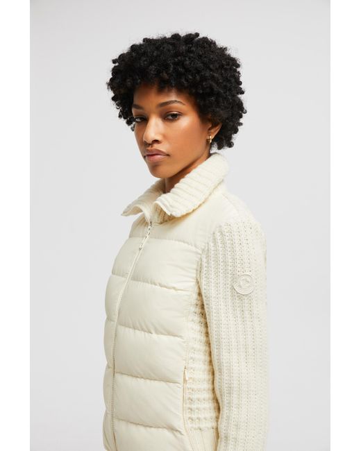 Moncler Padded Wool Cashmere Zip Up Cardigan in White Lyst Australia