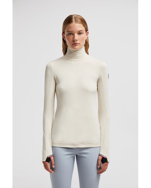 Moncler Polo Neck in White | Lyst UK