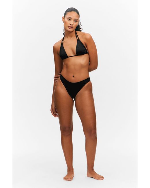 Monki Scooped High-Cut Bikini Bottoms in Black | Lyst UK