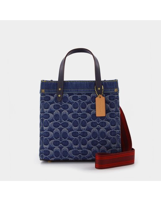 Coach Washed Denim Signature Field Tote 22 In Blue Lyst Canada