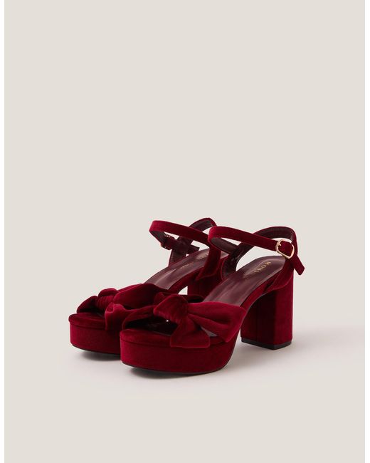 Monsoon Nola Velvet Platform Heels Red | Lyst UK