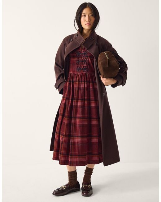 Monsoon Charly Check Corduroy Midi Dress Red | Lyst UK