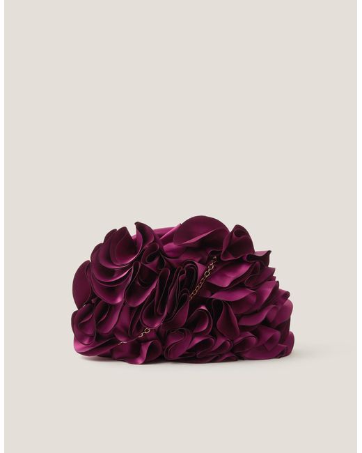 Monsoon Mindy Corsage Satin Clutch Bag in Purple | Lyst UK