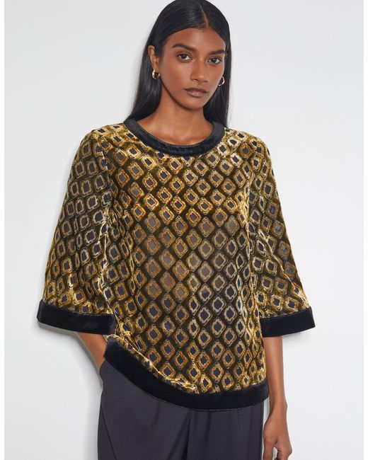 Monsoon Jade Devoré Velvet Top Brown | Lyst UK