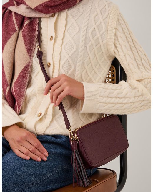 Monsoon Meg Tassel Crossbody Bag in Natural | Lyst UK