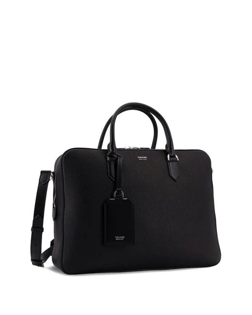 Tom Ford Top Handle Leather Briefcase in Black for Men | Lyst UK