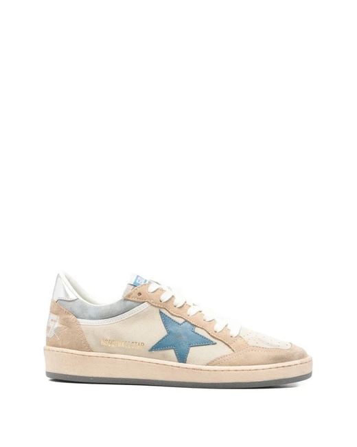 Golden Goose Ball Star Two-Tone Suede Sneakers With Laminated Leather ...