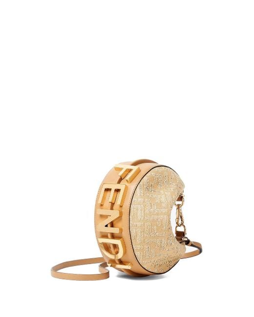 Fendi Jacquard Fabric Mini Graphy Hobo Bag With Raffia Ff | Lyst