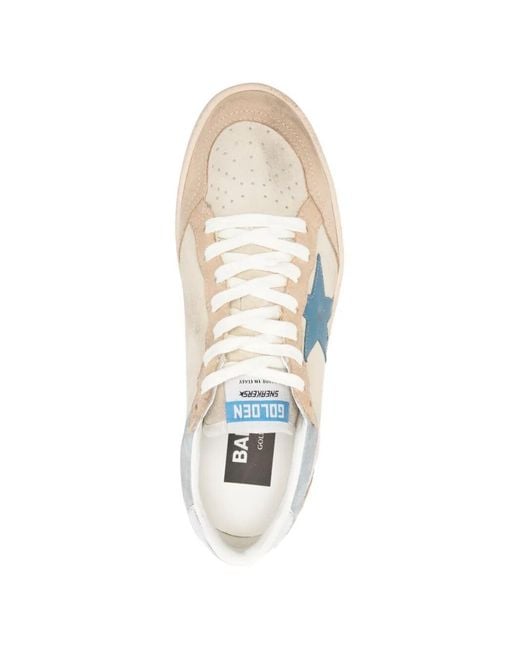 Golden Goose Ball Star Two-Tone Suede Sneakers With Laminated Leather ...