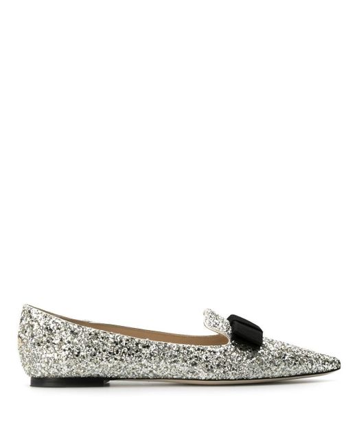 Jimmy Choo Leather Ballerine Glitter In Metallic Lyst