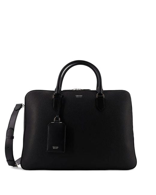 Tom Ford Top Handle Leather Briefcase in Black for Men | Lyst UK