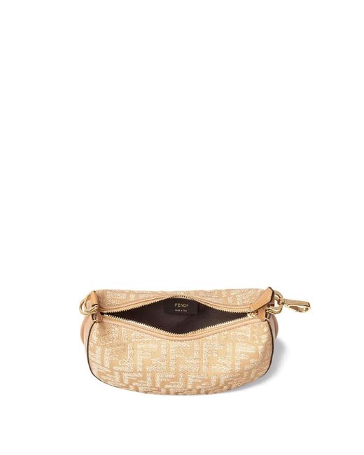 Fendi Jacquard Fabric Mini Graphy Hobo Bag With Raffia Ff | Lyst