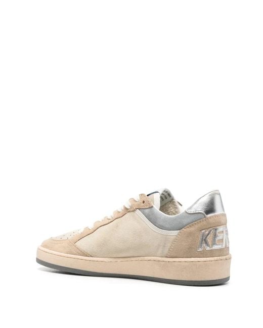 Golden Goose Ball Star Two-Tone Suede Sneakers With Laminated Leather ...