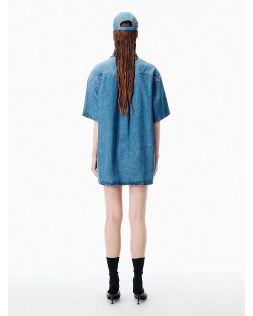Alexander Wang Boxy Denim Shirt Dress in Blue | Lyst UK