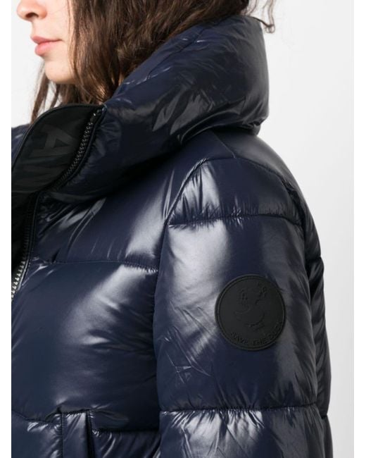 Save The Duck Recycled Nylon Isla Laquered Puffer Jacket in Blue | Lyst