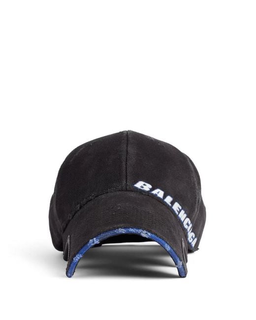 Balenciaga Tilted Typo Cap In Cotton Drill in Blue for Men | Lyst UK
