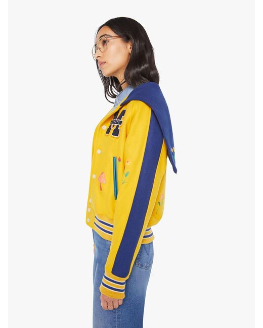Mother The Split Hood Team Spirit Drop Out Jacket in Yellow | Lyst