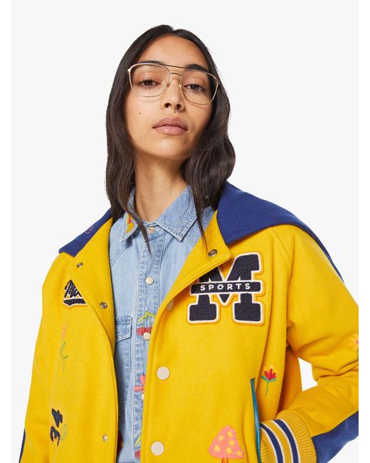 Mother The Split Hood Team Spirit Drop Out Jacket in Yellow | Lyst