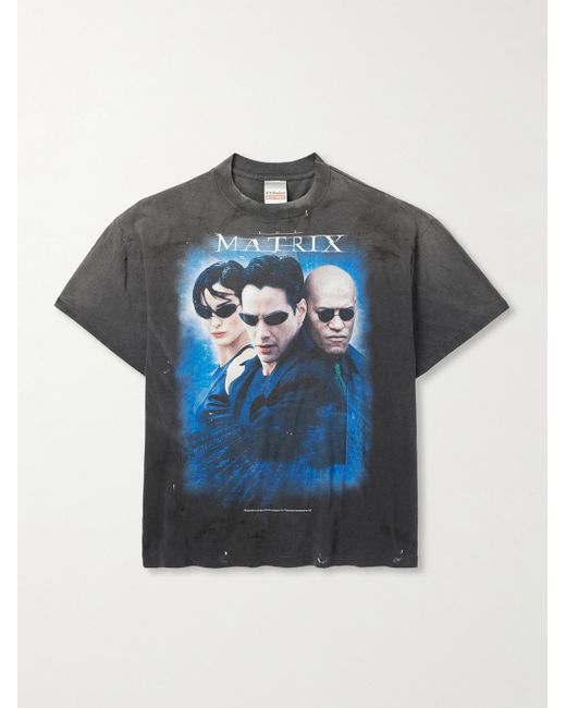 SAINT Mxxxxxx The Matrix Printed Cotton-Jersey T-Shirt in Blue for Men ...