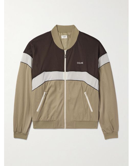 Celine Logo-Print Colour-Block Mesh Track Jacket in Brown for Men | Lyst UK