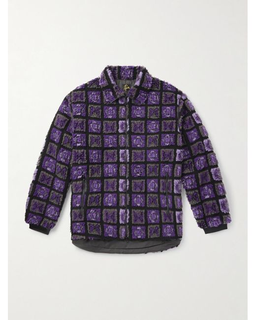 Needles Checked Fleece Zip-Up Jacket in Blue for Men | Lyst UK