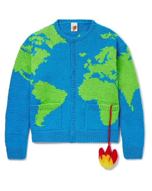 Sky High Farm Stuffie Jacquard-knitted Cotton Cardigan in Blue for Men ...