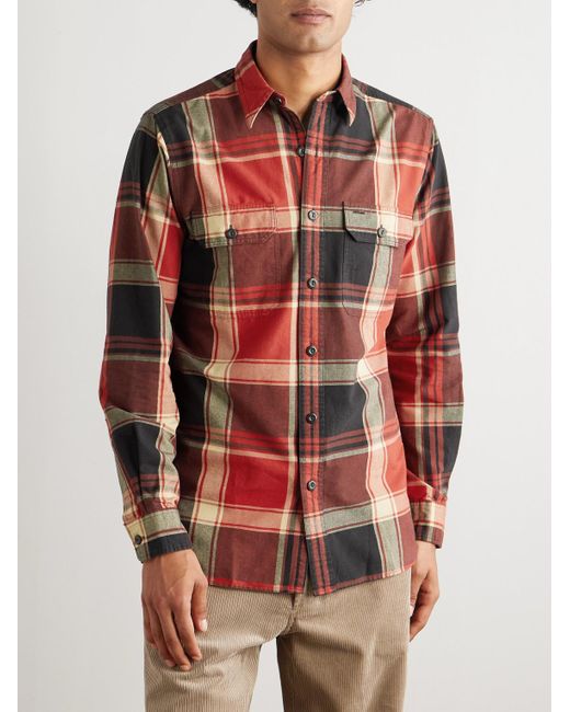 Polo Ralph Lauren Checked Brushed-Cotton Oxford Shirt in Red for Men ...