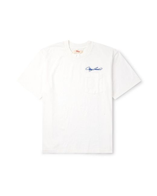 CHERRY LA Distressed Logo-embroidered Cotton-jersey T-shirt in White ...
