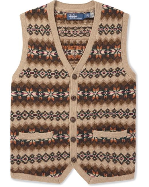 Polo Ralph Lauren Fair-isle Wool Sweater Vest in Brown for Men | Lyst