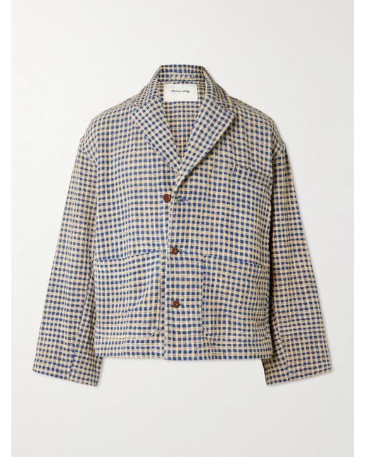 STORY mfg. Cove Checked Cotton Suit Jacket in Grey for Men | Lyst UK