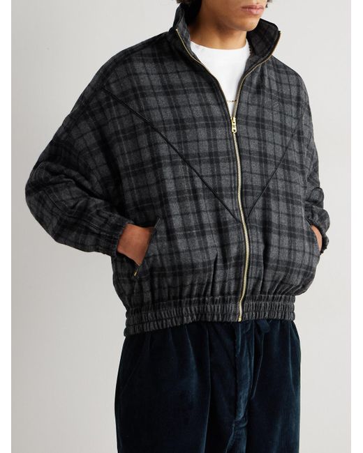 Willy Chavarria Ruff Rider Logo-Embroidered Checked Wool-Blend Jacket ...