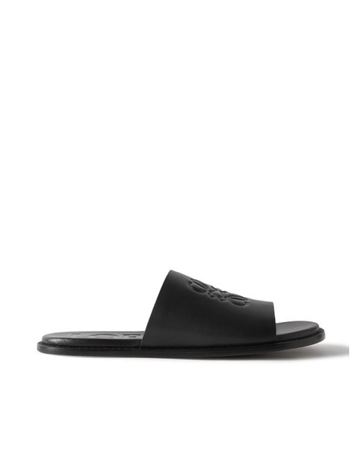 Loewe Paula's Ibiza Logo-Debossed Leather Slides in Black for Men | Lyst