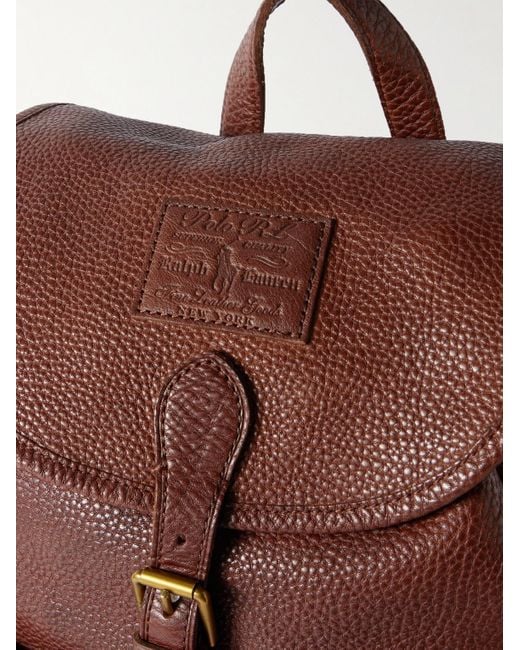Polo Ralph Lauren Heritage Logo-Debossed Full-Grain Leather Backpack in ...