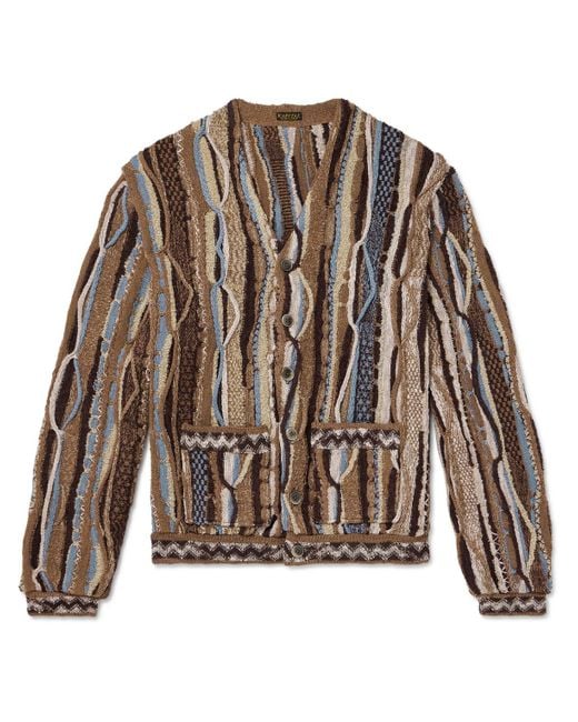 Kapital Gaudy Intarsia Bouclé Cardigan in Brown for Men | Lyst