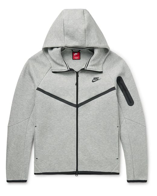 Nike Logo-print Cotton-blend Tech Fleece Zip-up Hoodie in Gray for Men | Lyst