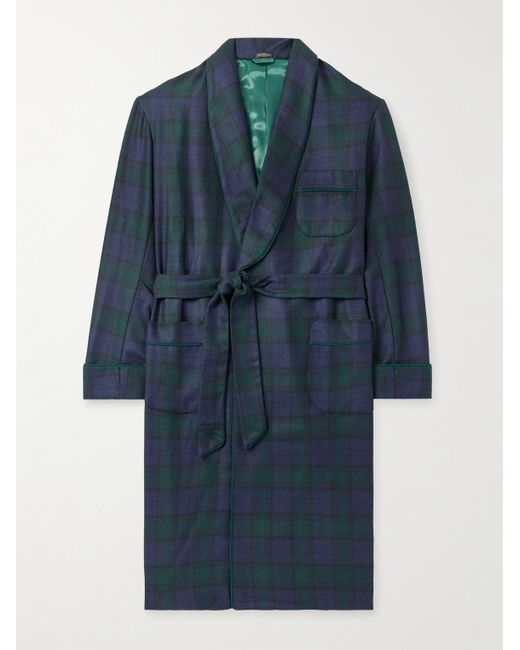 Rubinacci Belted Striped Wool-Twill Robe in Blue for Men | Lyst UK