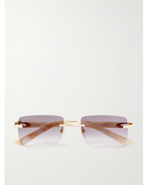 Cartier Signature C Rimless Rectangular-frame Gold-tone And Acetate ...