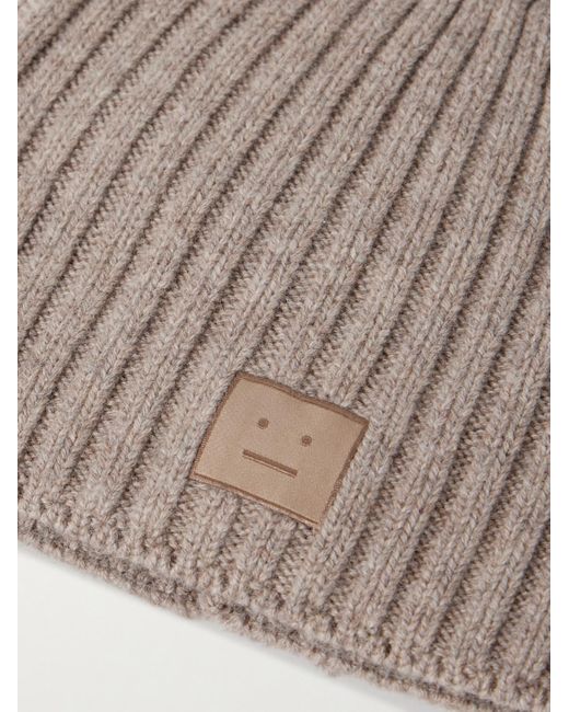 Acne Studios Kubi Logo-appliquéd Ribbed Wool And Yak-blend Beanie in ...