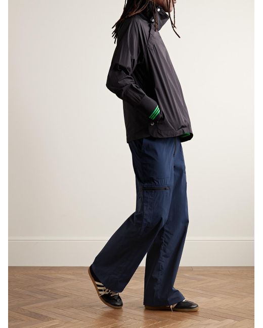 Adidas Originals Wales Bonner Wide Leg Recycled Shell Trousers In Blue