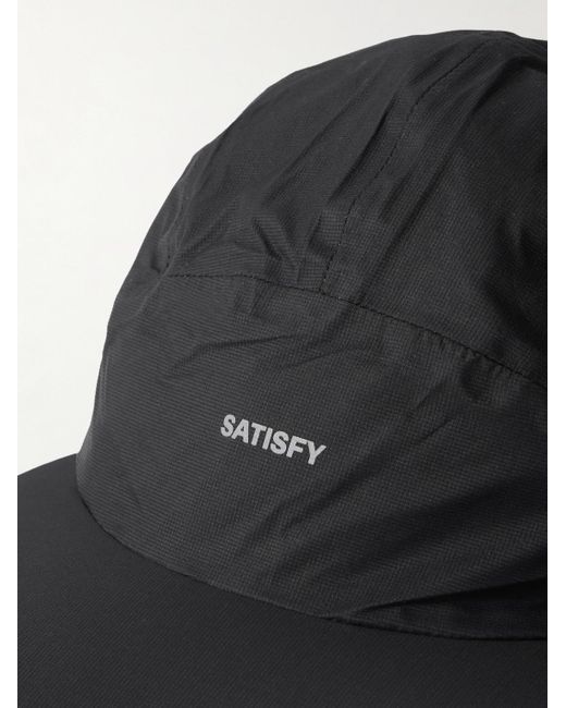 Satisfy Logo-Print Pertex Shield Air Ripstop Running Cap in Black for ...