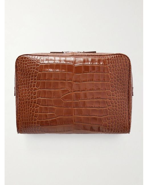 Tom Ford Croc-effect Leather Pouch in Brown for Men | Lyst UK