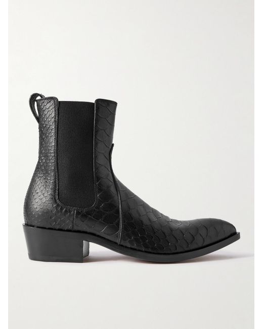 Tom Ford Python-effect Leather Chelsea Boots in Black for Men | Lyst UK