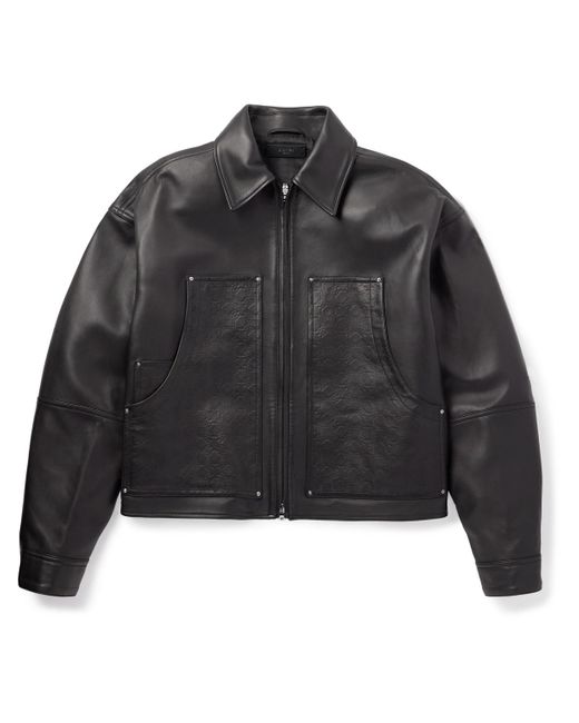 Amiri Logo-debossed Leather Jacket in Black for Men | Lyst