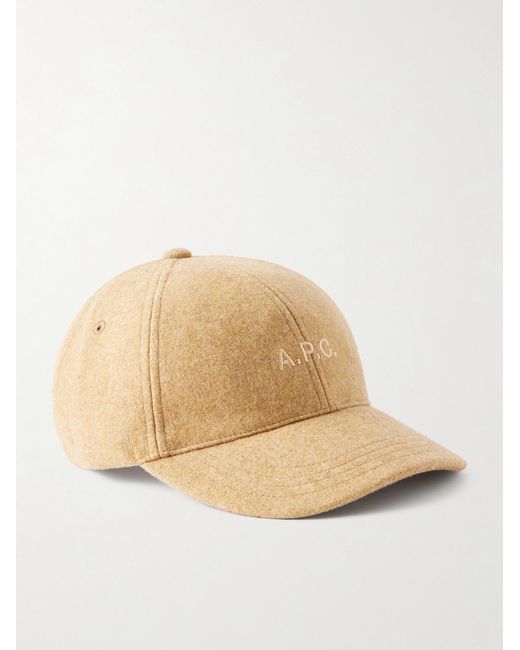 A.P.C. Charlie Logo-Embroidered Wool Baseball Cap in Natural for Men ...