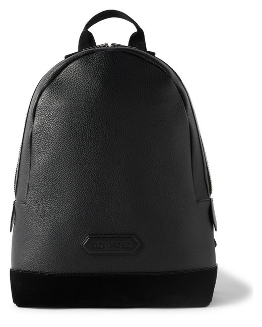 Tom Ford Suede-trimmed Full-grain Leather Backpack in Black for Men | Lyst