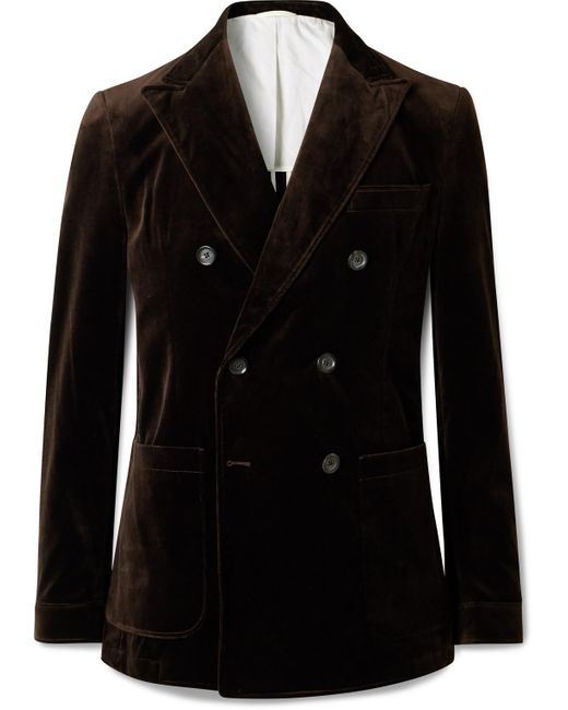 Oliver Spencer Slim-fit Double-breasted Cotton-velvet Blazer in Black for Men | Lyst