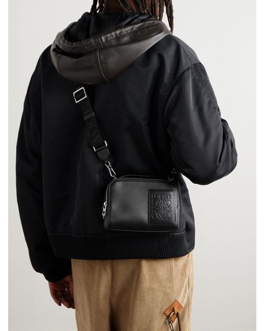 Loewe Camera Mini Logo-appliquéd Leather Messenger Bag in Black for Men ...