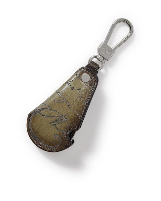 Berluti Scritto Venezia Leather And Silver-tone Shoe Horn Key Fob in ...