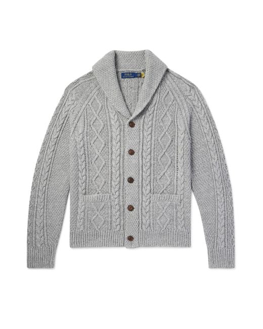 Polo Ralph Lauren Slim-Fit Shawl-Collar Cable-Knit Cotton Cardigan in Gray for Men | Lyst